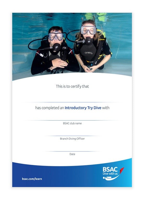 Try dive certificate – BSAC